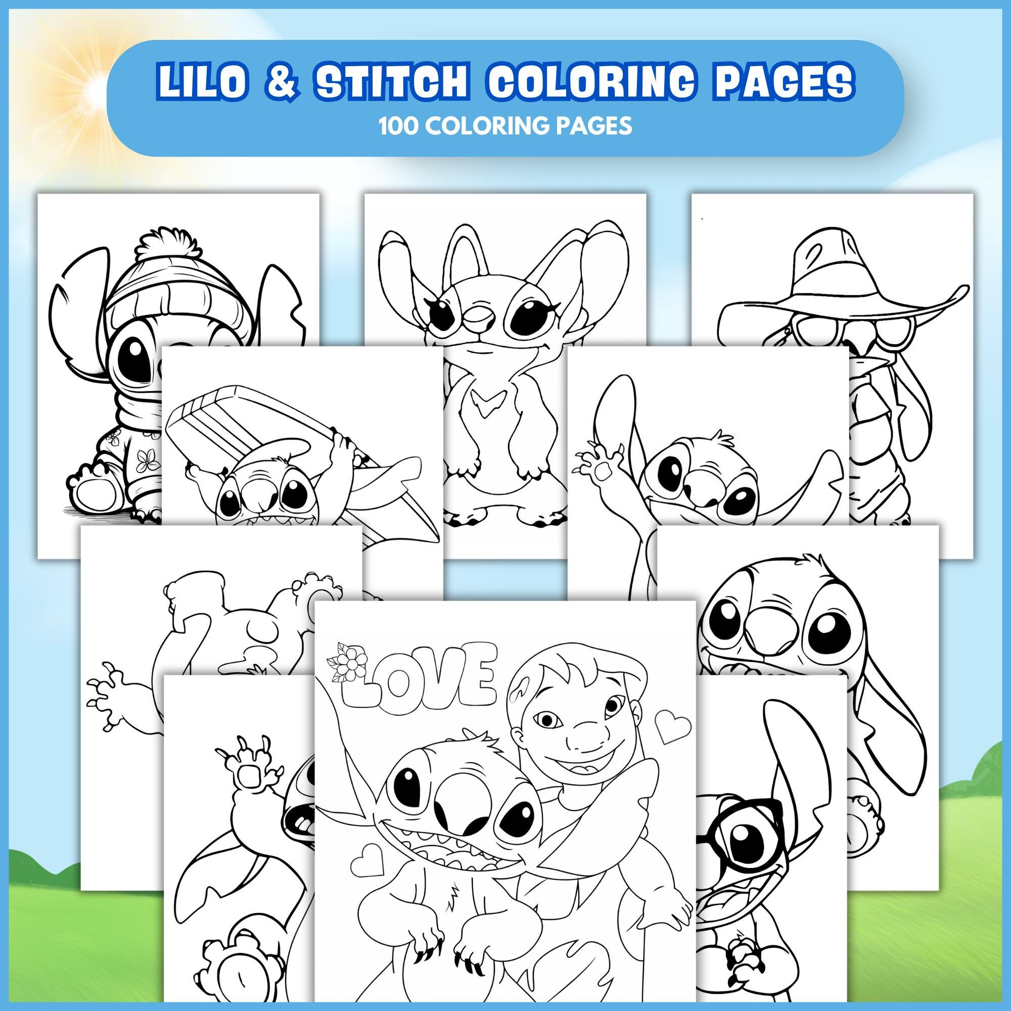 Lilo & Stitch Coloring Pages: 100 Kids' Activity Sheets (digital PDF ...