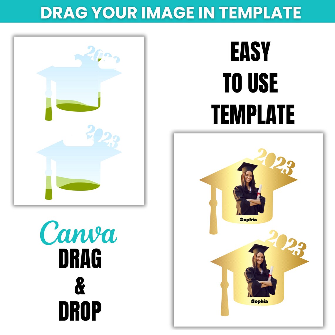 Grad Paddle Fan Template Bundle,canva Editable Template, Custom Grad ...