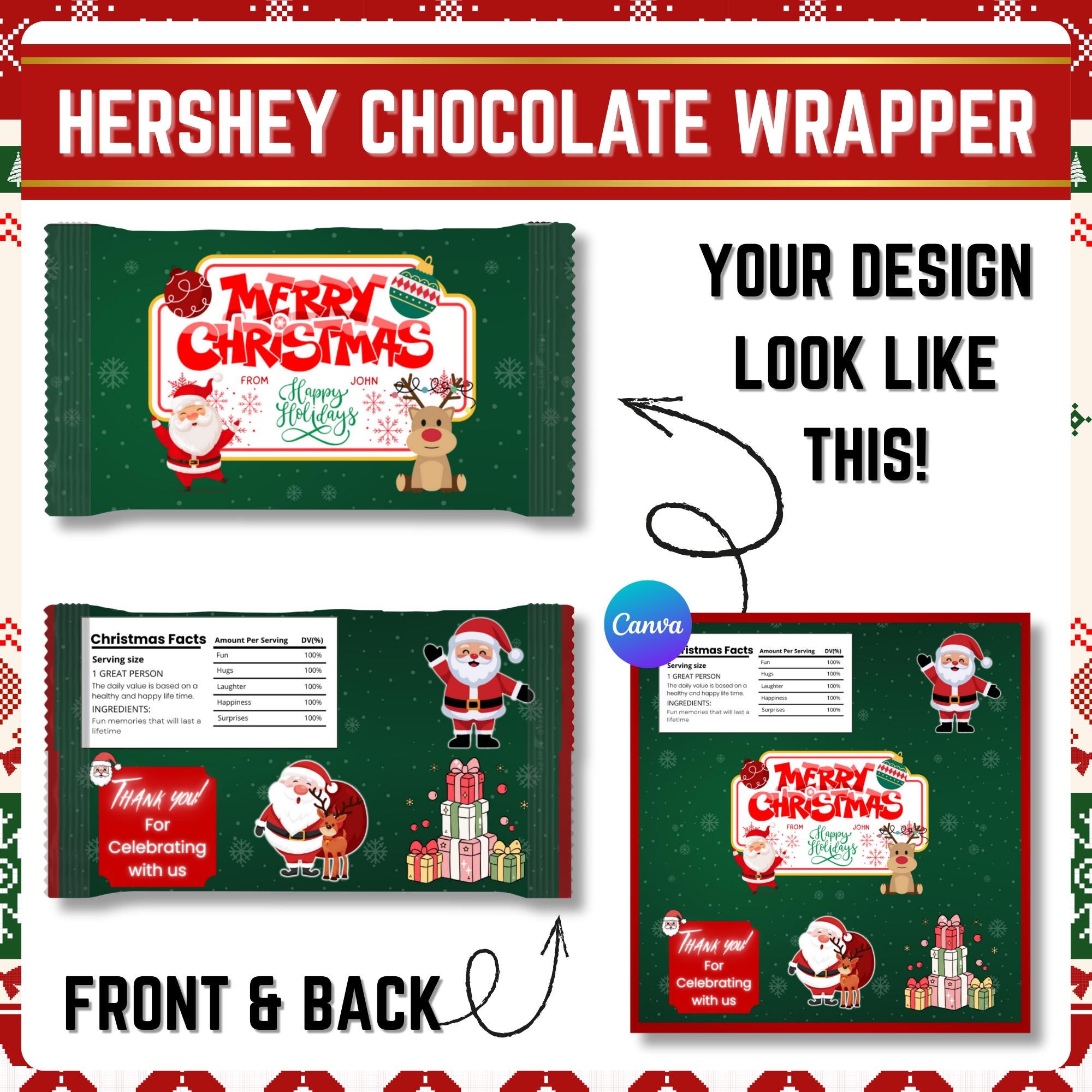Editable Christmas Party Pack Wrapper Template: Santa Claus Party Favor ...