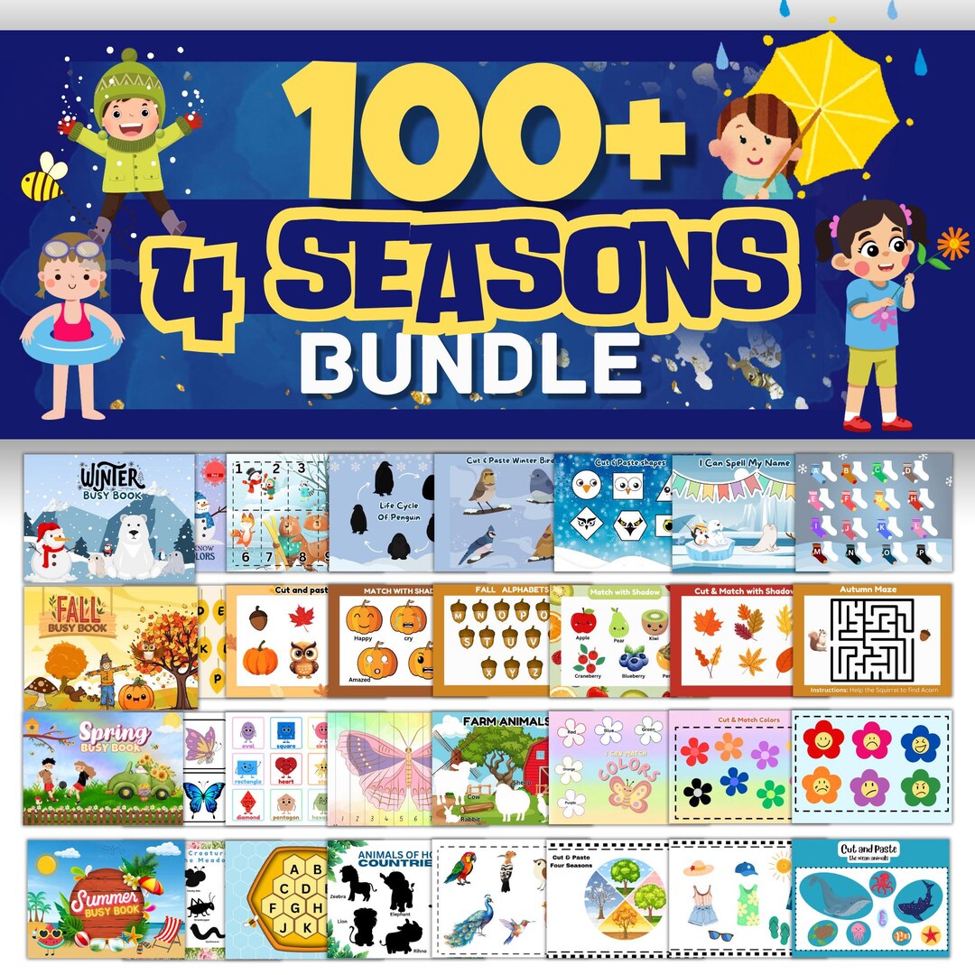 100+ Busy Book Bundle, Four Season Busy Book Bundle, Fall, Winter ...