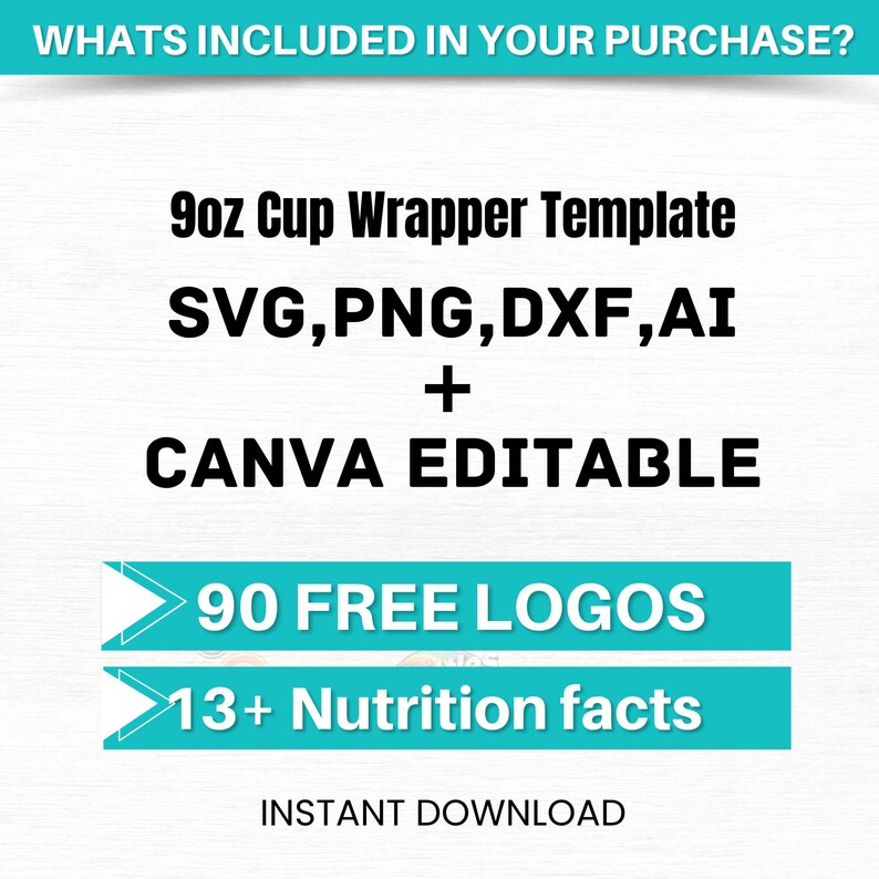 9oz Cup Wrapper Template: Editable Canva Design (SVG, PNG, AI) - Etsy