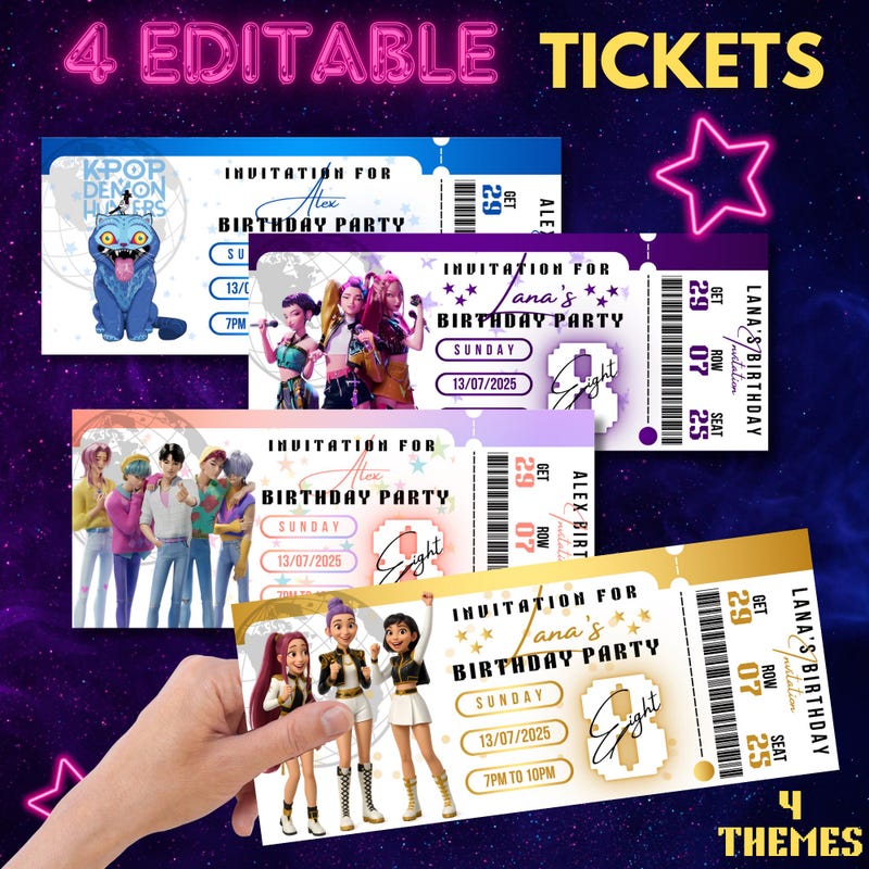 Kpop demon hunters huntrix birthday invitation - Etsy España