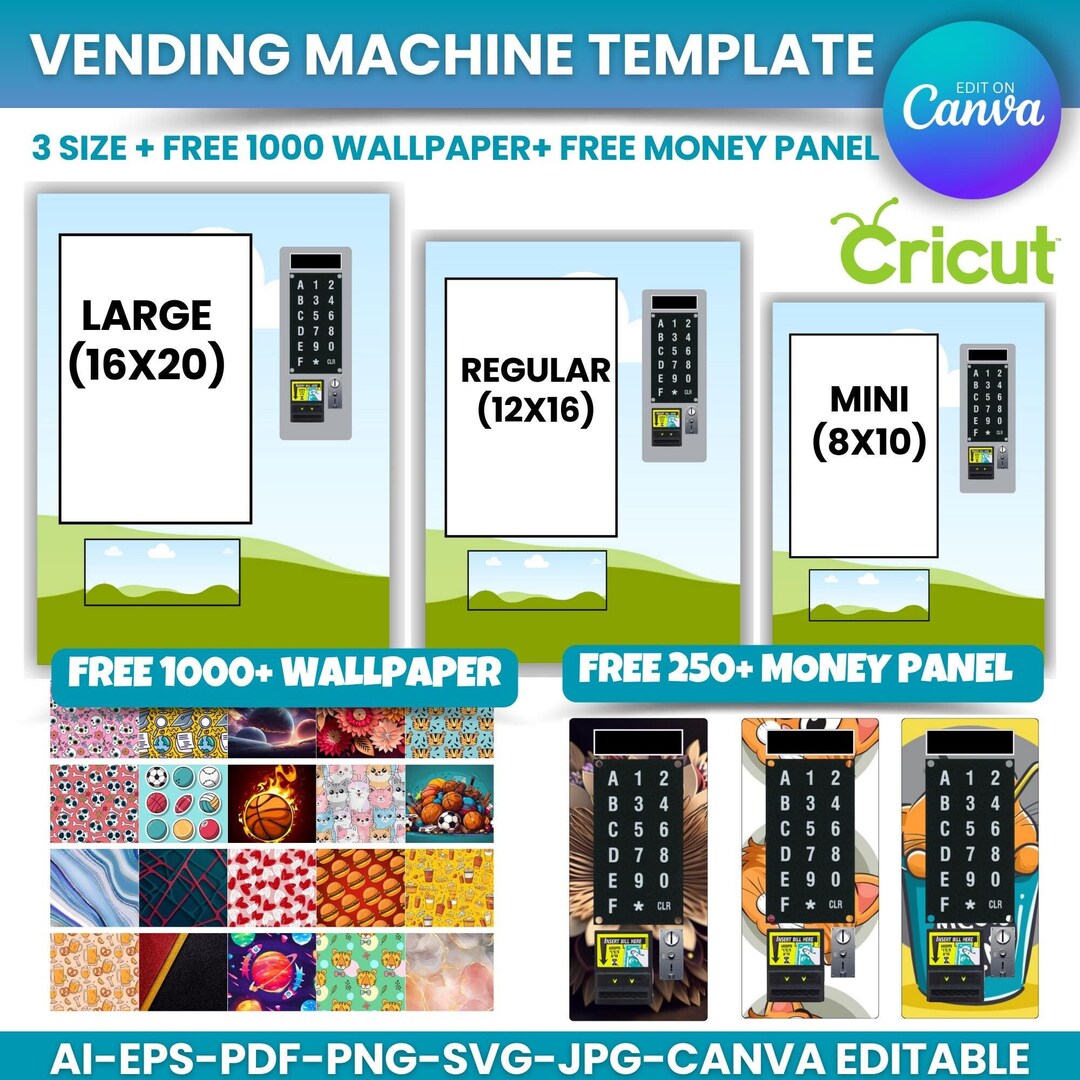 Editable Vending Machine Template: 1000+ Wallpapers, Canva, Cricut ...