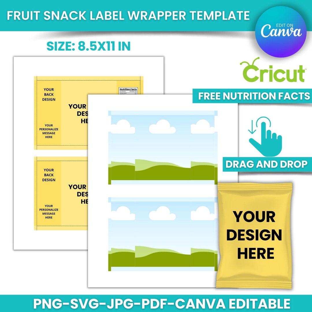 Fruit Snack Wrapper Template: DIY Party Favor Label (canva Editable) - Etsy
