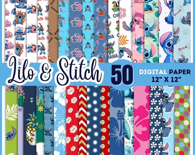 Stitch Digital Paper Pack, Scrapbook Paper (digital Download) - Etsy Canada