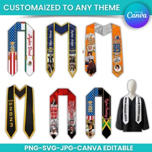 Graduation Stole Template: SVG, PNG, JPG, Canva (digital Download) - Etsy