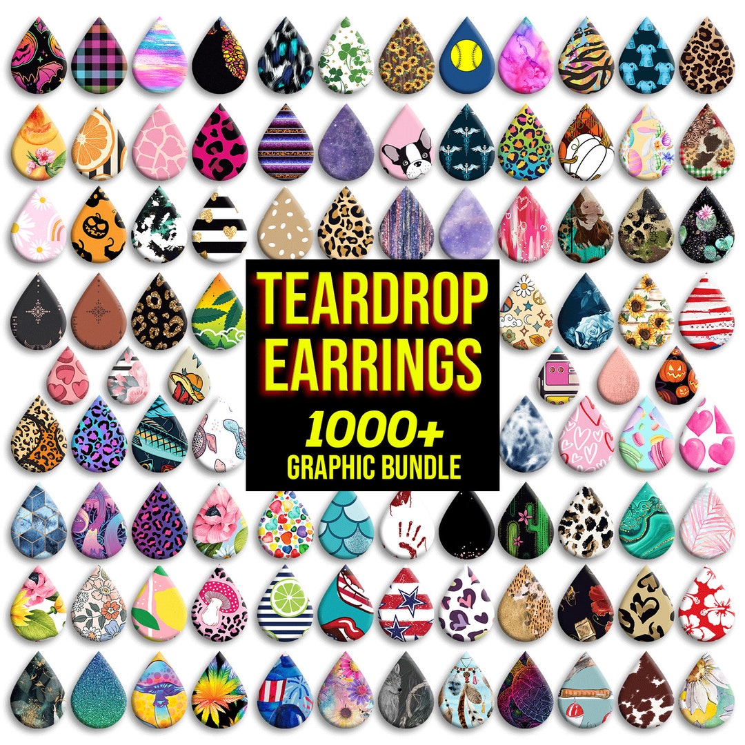Teardrop Earring Sublimation Template: 1000+ Designs (PNG, SVG) - Etsy