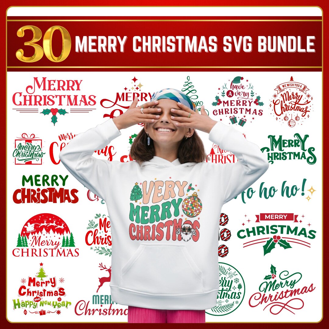30+ Merry Christmas Text Svg Bundle, Christmas Quote Svg, Holiday ...