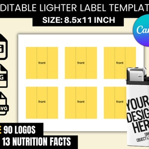 Lighter Label Template, Lighter Wrapper Template, Sublimation Template ...