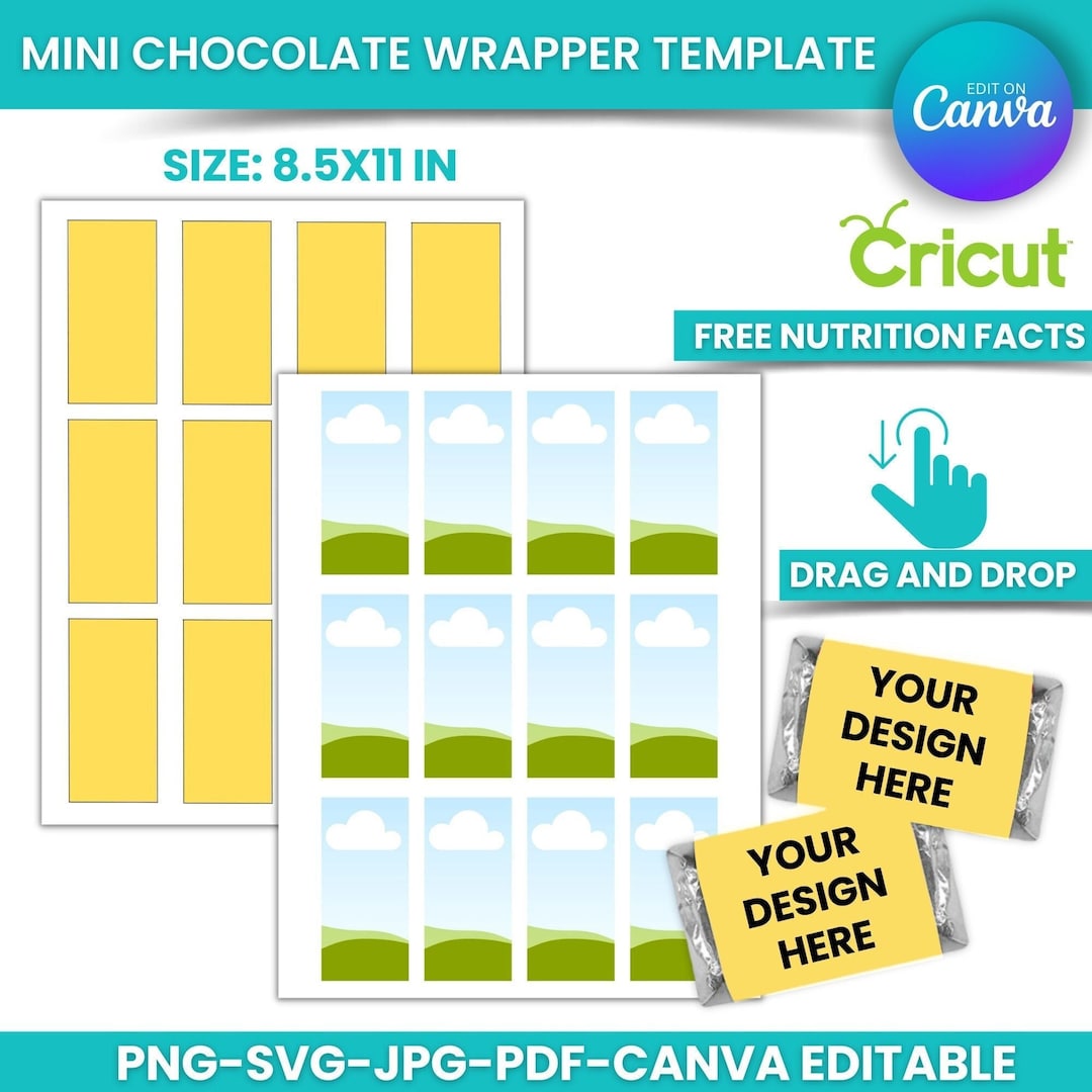 Mini Chocolate Bar Wrapper Template: Canva Editable Party Favor ...