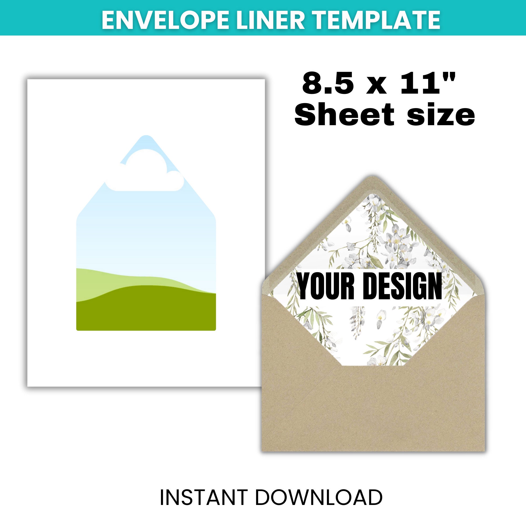 A7 Envelope Liner Template: Euro Flap, Printable (PNG, SVG, PDF) - Etsy