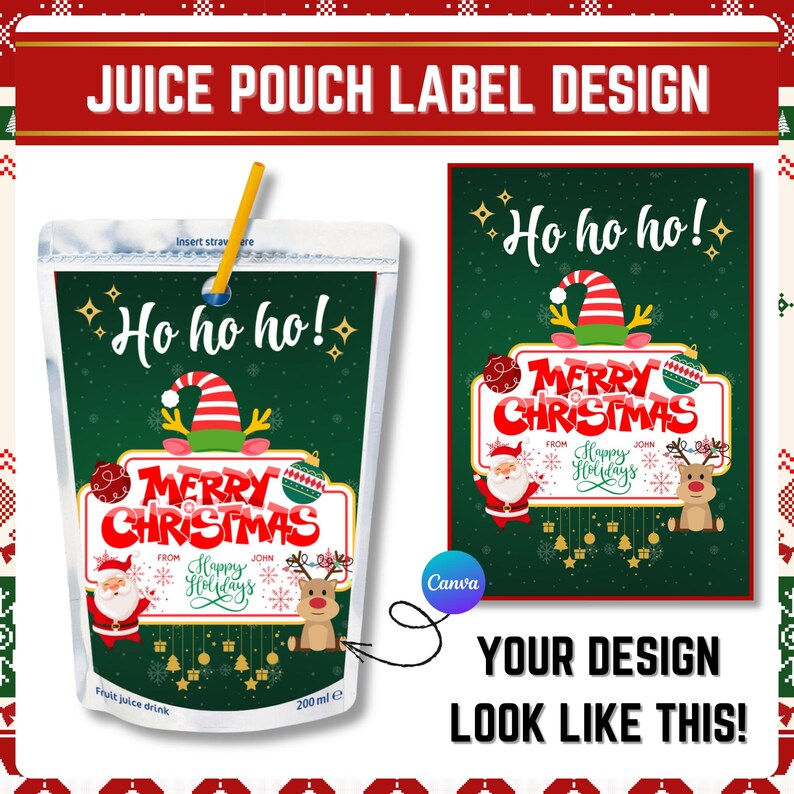 Editable Christmas Party Pack Wrapper Template: Santa Claus Party Favor ...