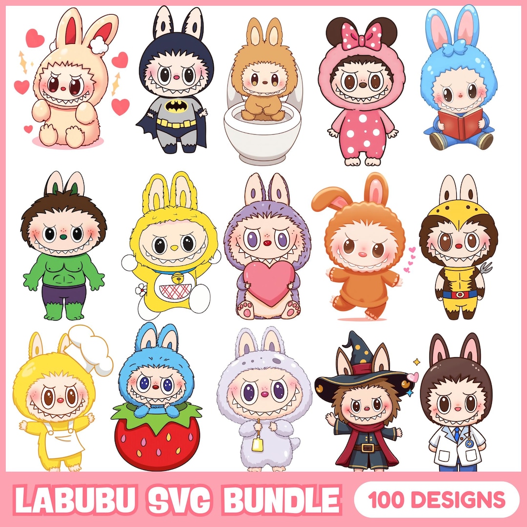 100+ Labubu Design PNG Bundle Vol 1 | Kawaii Cute Digital Stickers ...