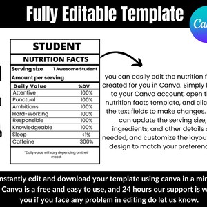 Student Nutrition Facts, SVG Nutritional Fact Label Template ...