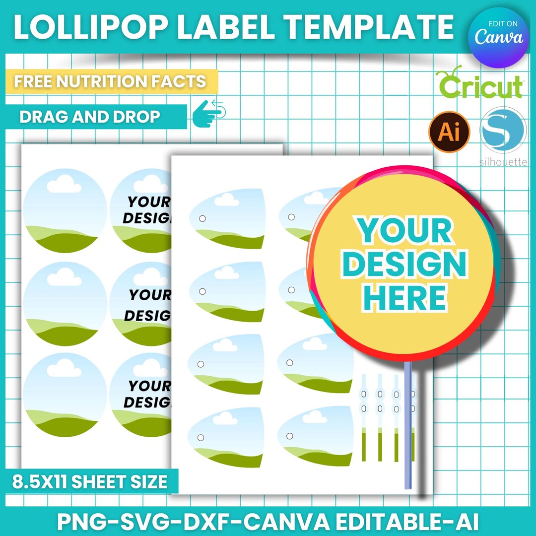 Lollipop Label Template: Editable Canva Design (digital Download) - Etsy