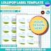 Lollipop Label Template: Editable Canva Design (digital Download) - Etsy