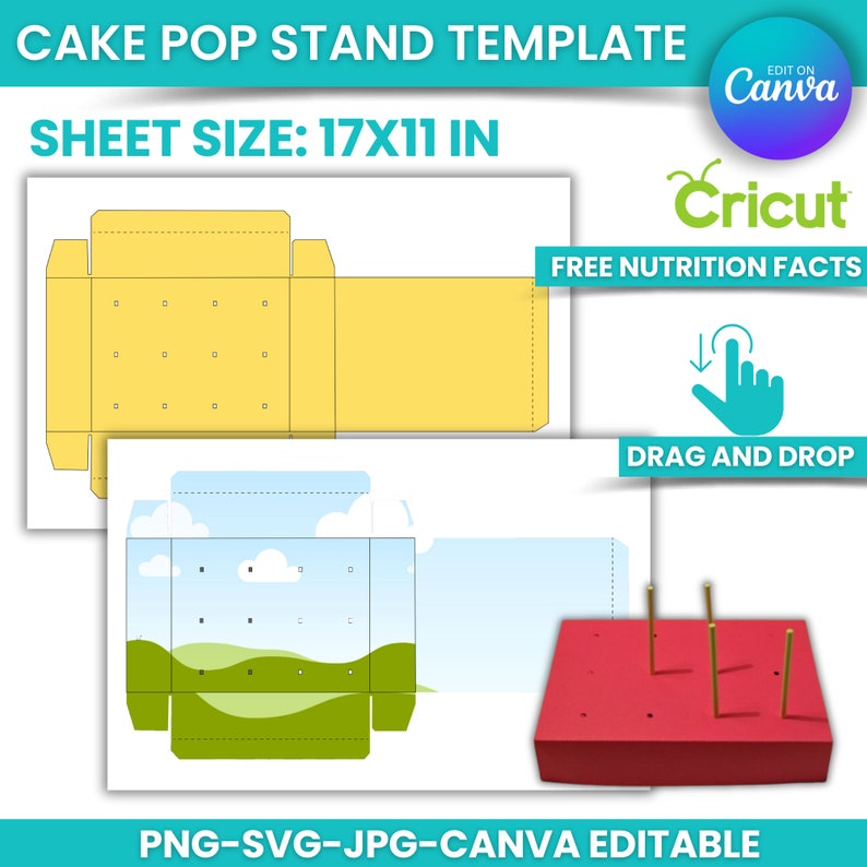 Cake Pop Stand Template: Sublimation Box SVG, Canva Editable (instant ...