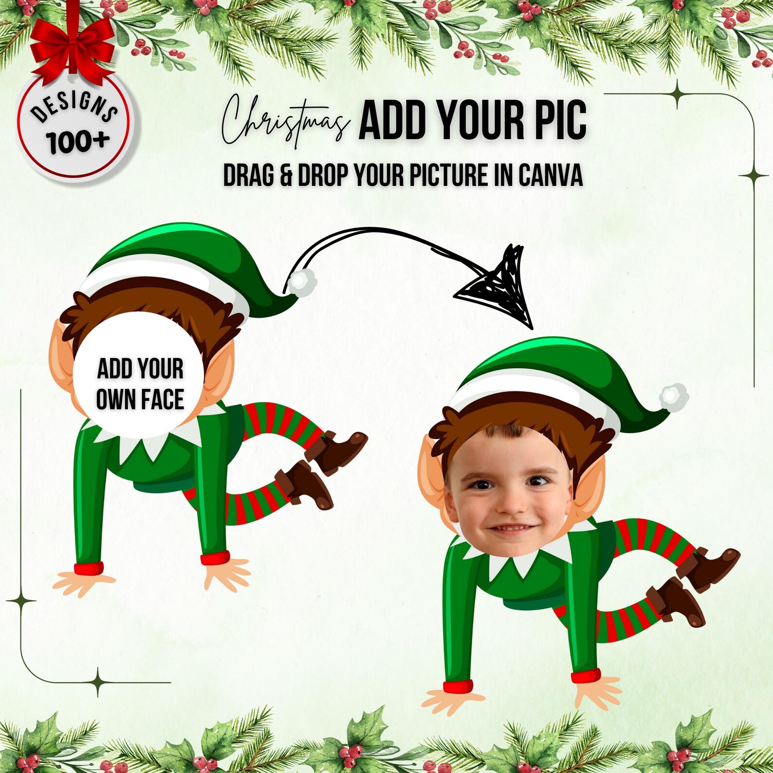 Christmas Elf Face PNG Bundle: DIY Photo Crafts (digital Download ...