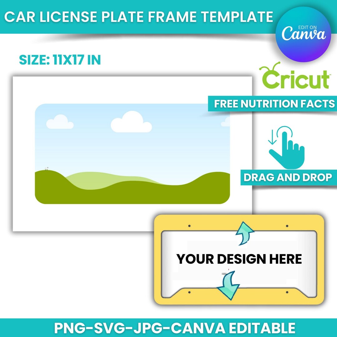 Car License Plate Frame Template: Canva Editable (PNG, SVG, JPEG) - Etsy