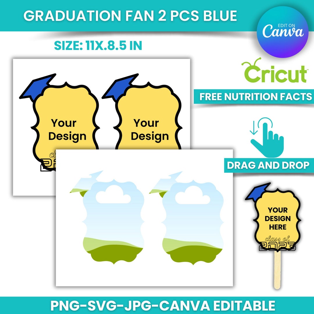 Graduation Fan Template, Grad Fan Template SVG, Canva, Graduation Fan ...