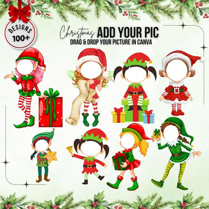 Christmas Elf Face PNG Bundle: DIY Photo Booth, Class Decor (digital ...