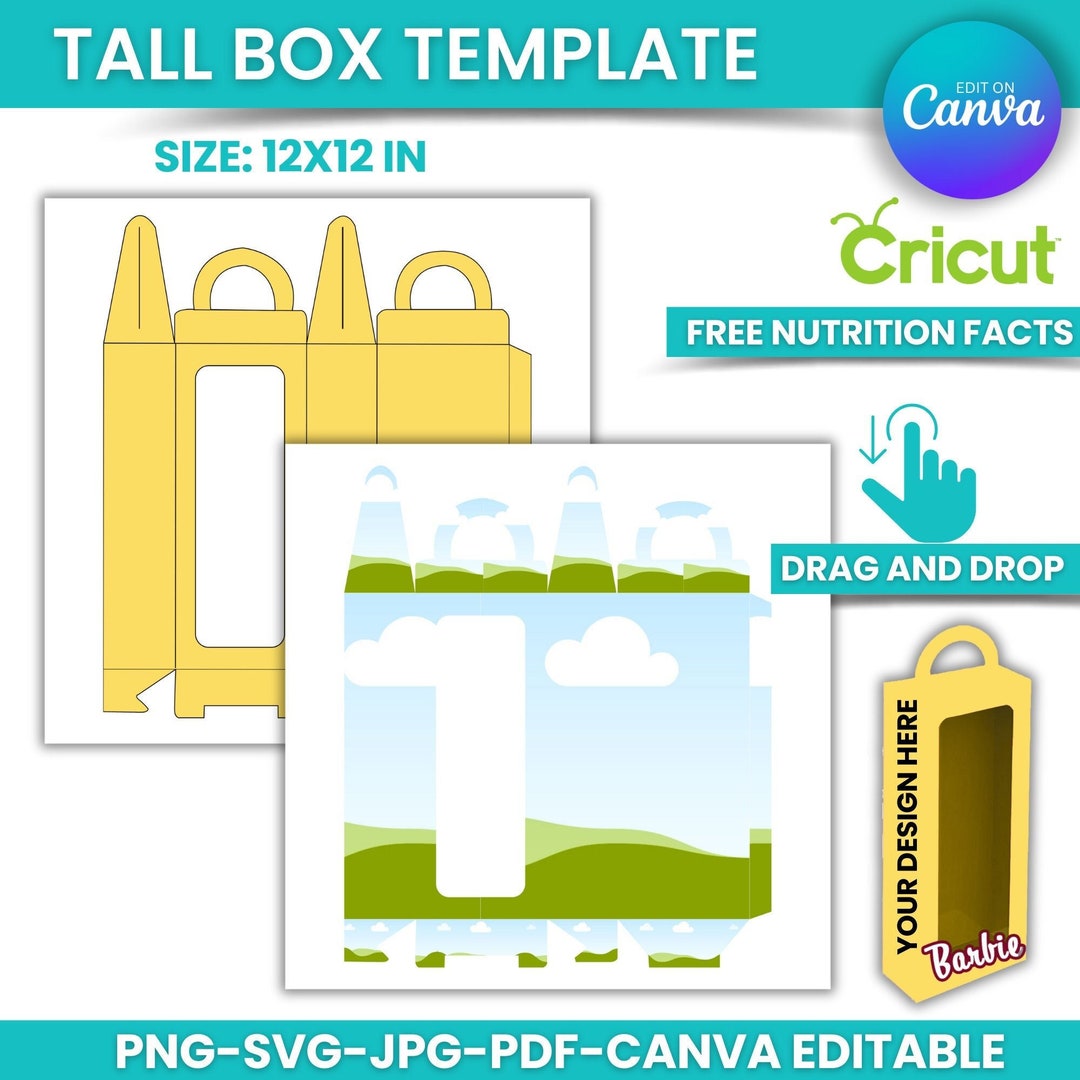 Tall Box Template Bundle, Doll Box Template, Window Box Svg, Party ...