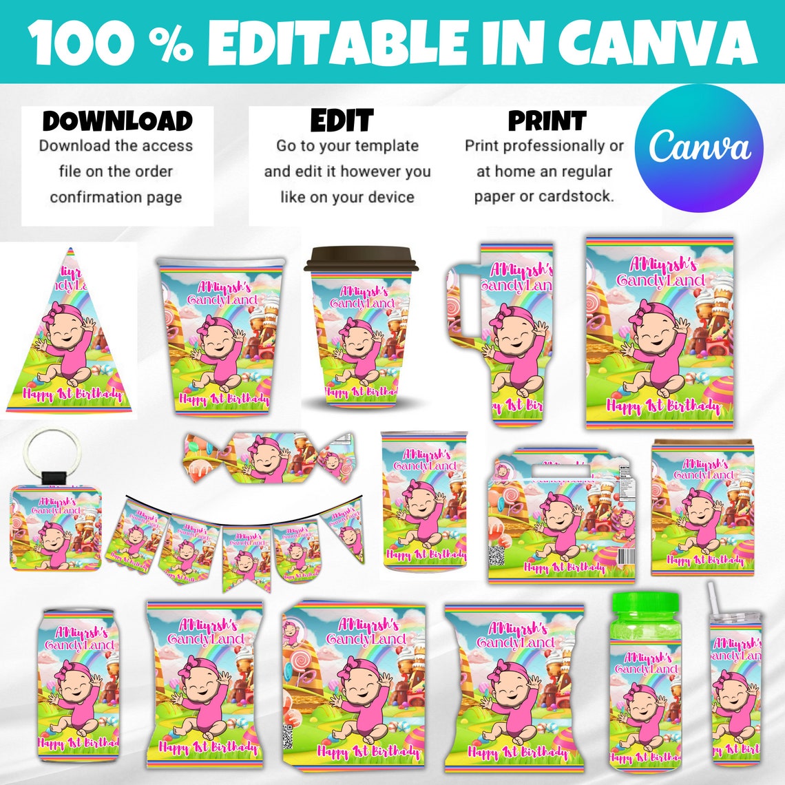 30+ Party Favor Mockups Bundle: Canva Frame Templates (digital Download ...
