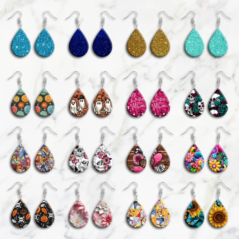 Teardrop Earring Sublimation Template: 1000+ Designs (PNG, SVG) - Etsy