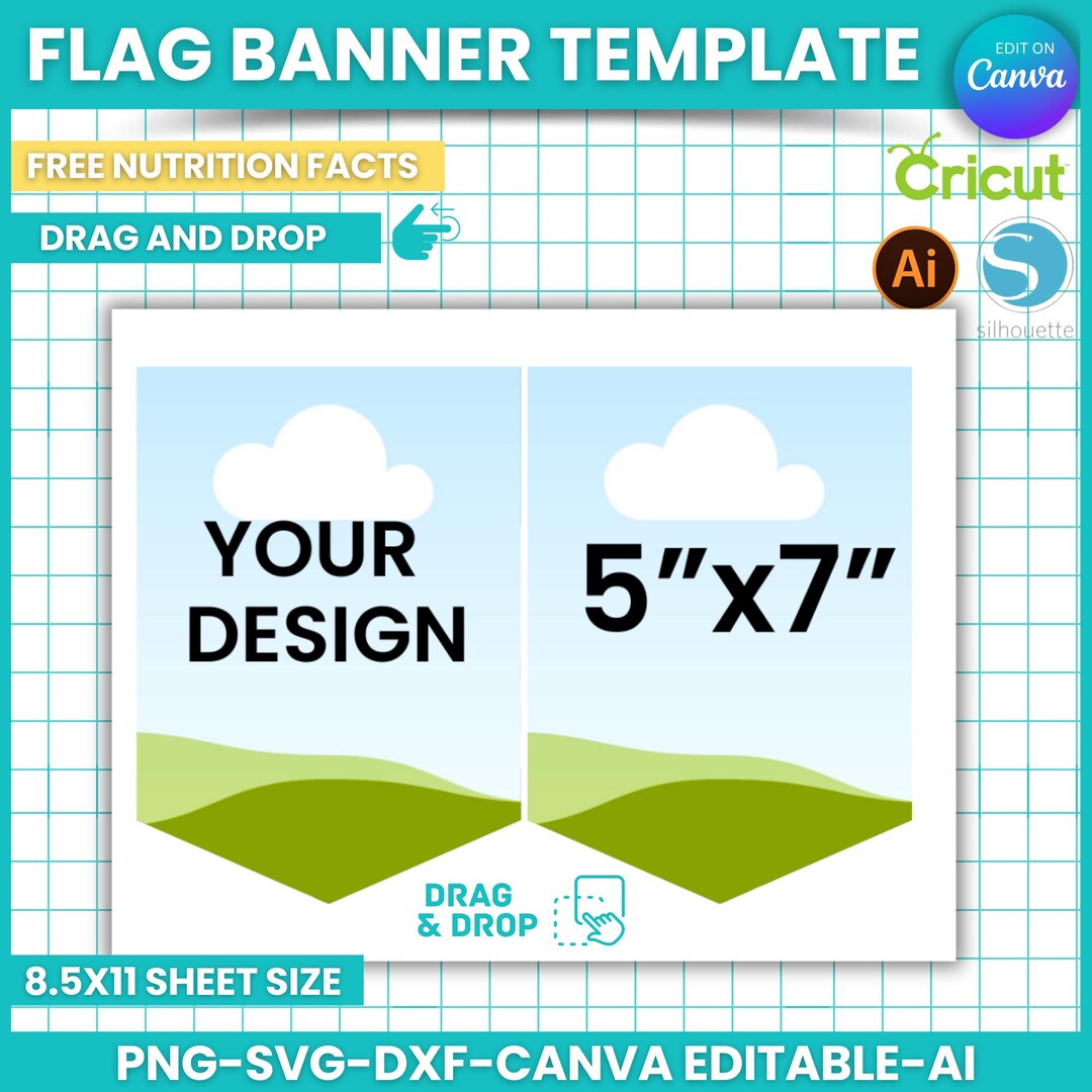 Flag Banner Template: Canva Editable, Drag & Drop (SVG, PNG, PDF) - Etsy