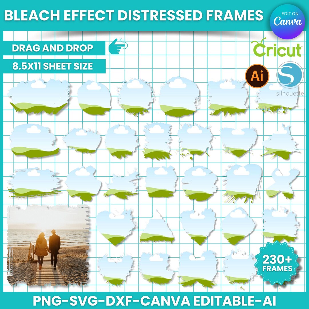 Bleach Effect Distressed Edges Canva Frames Editable Canva Frames Drag ...