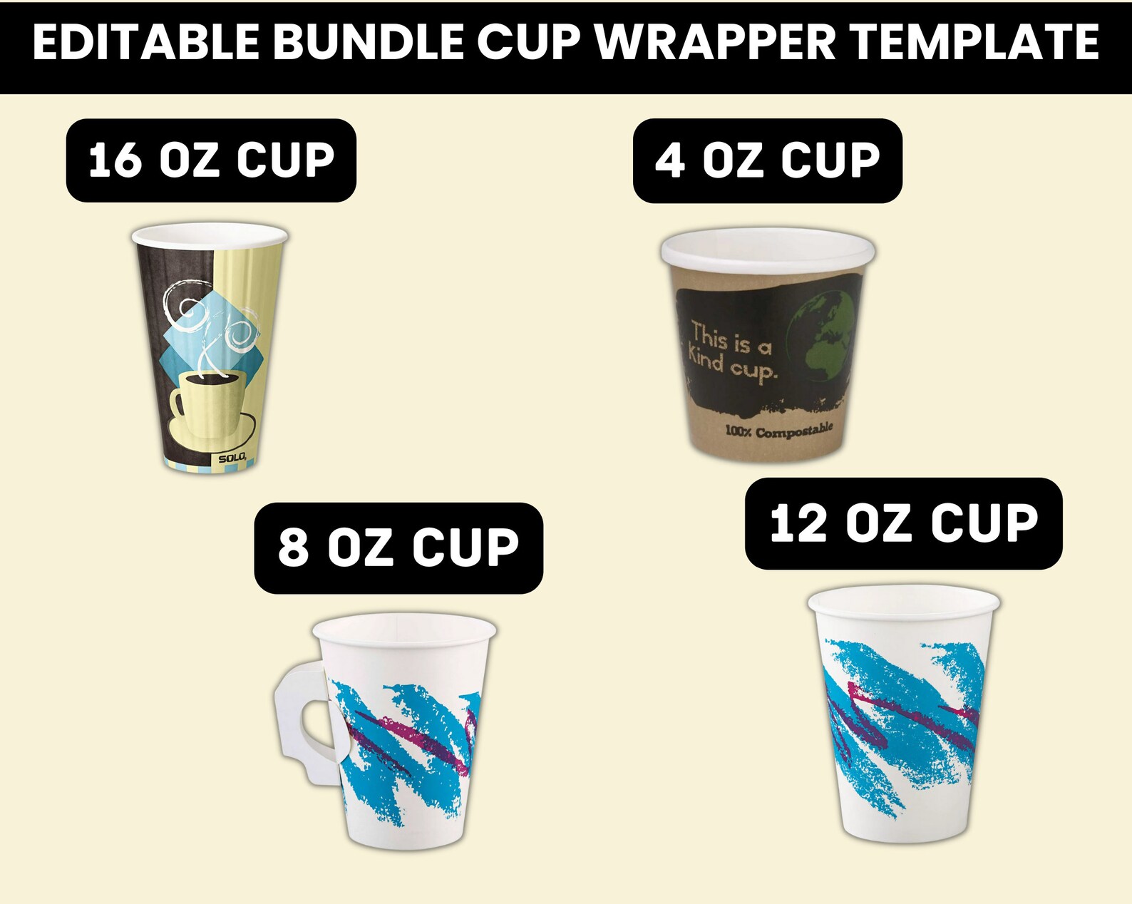 Paper Cup Wrapper Template Paper Coffee Cup Template Paper - Etsy UK