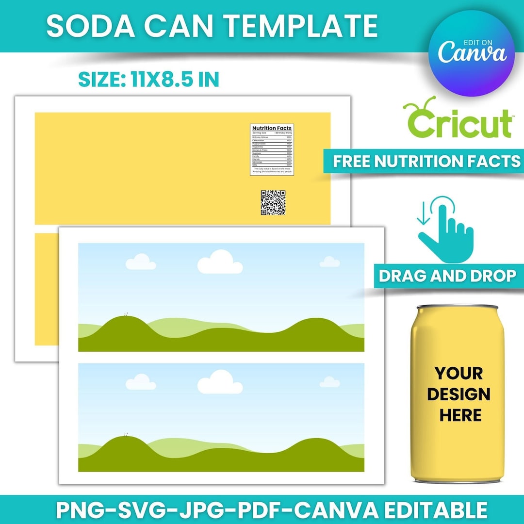 Soda Can Template, Blank Soda Can Wrapper Template, Party Favor Can ...