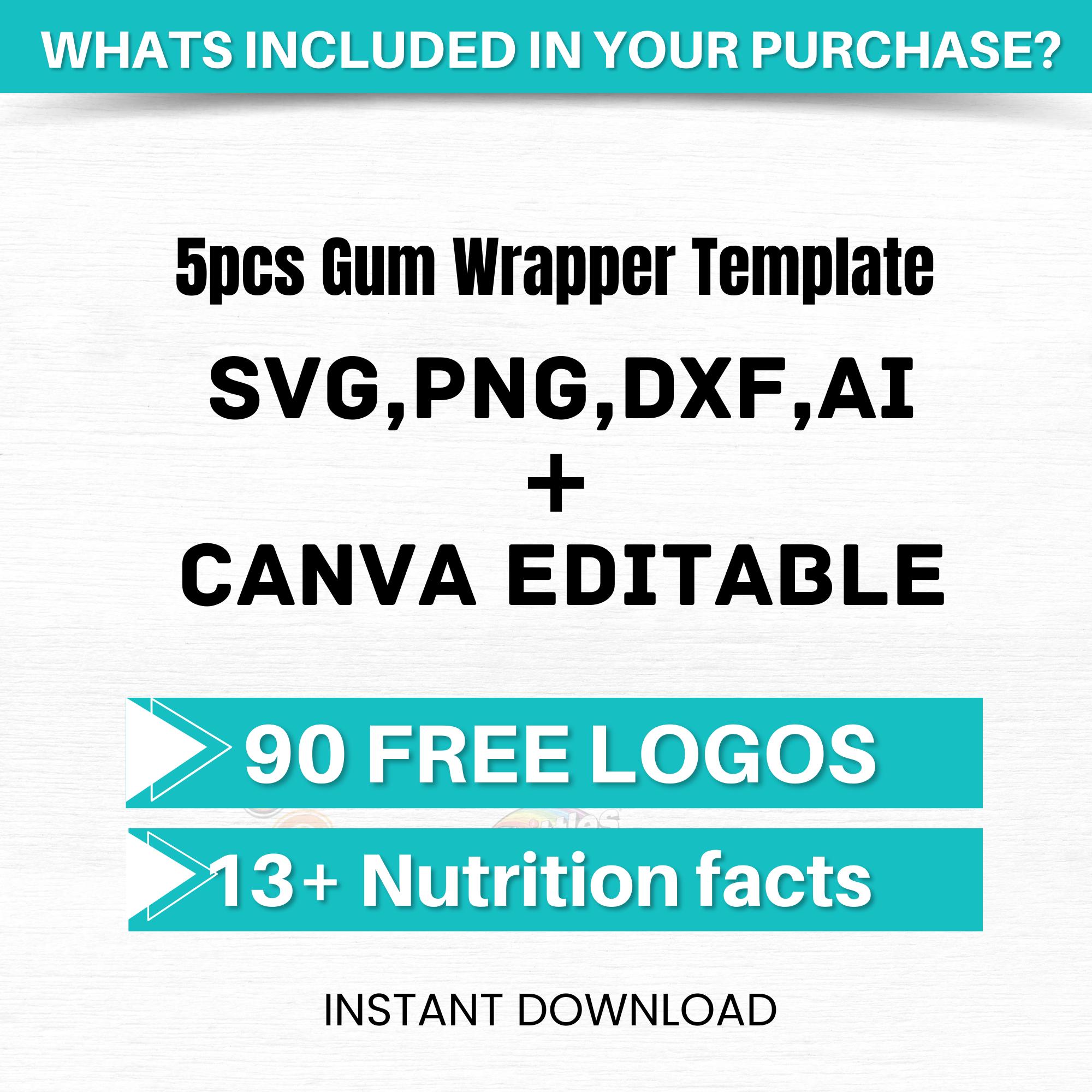 5 Gum Wrapper Template: Editable Canva Labels (digital Download) - Etsy