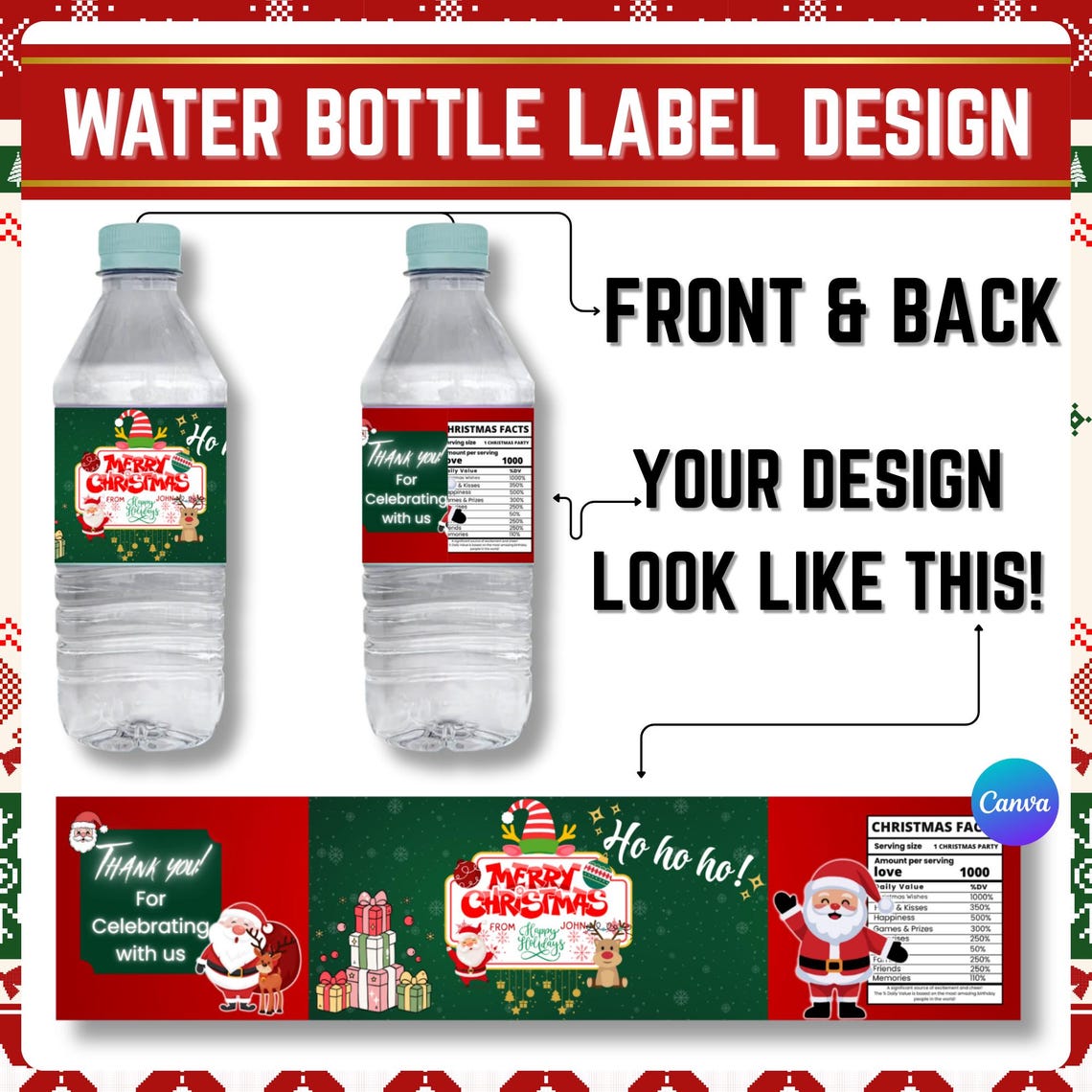 Editable Christmas Party Pack Wrapper Template: Santa Claus Party Favor ...