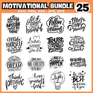 Inspirational Quotes SVG Bundle: Motivational Designs (digital Download ...