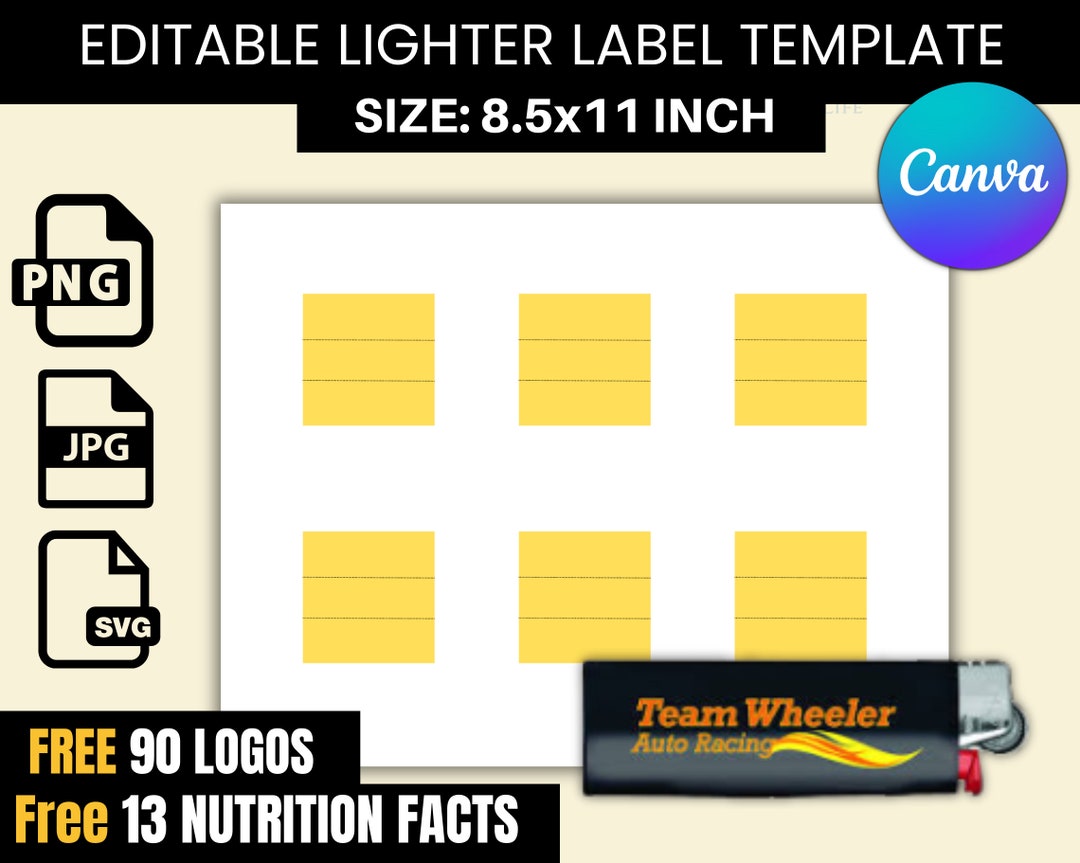 Lighter Label Template Lighter Wrapper Template Sublimation - Etsy