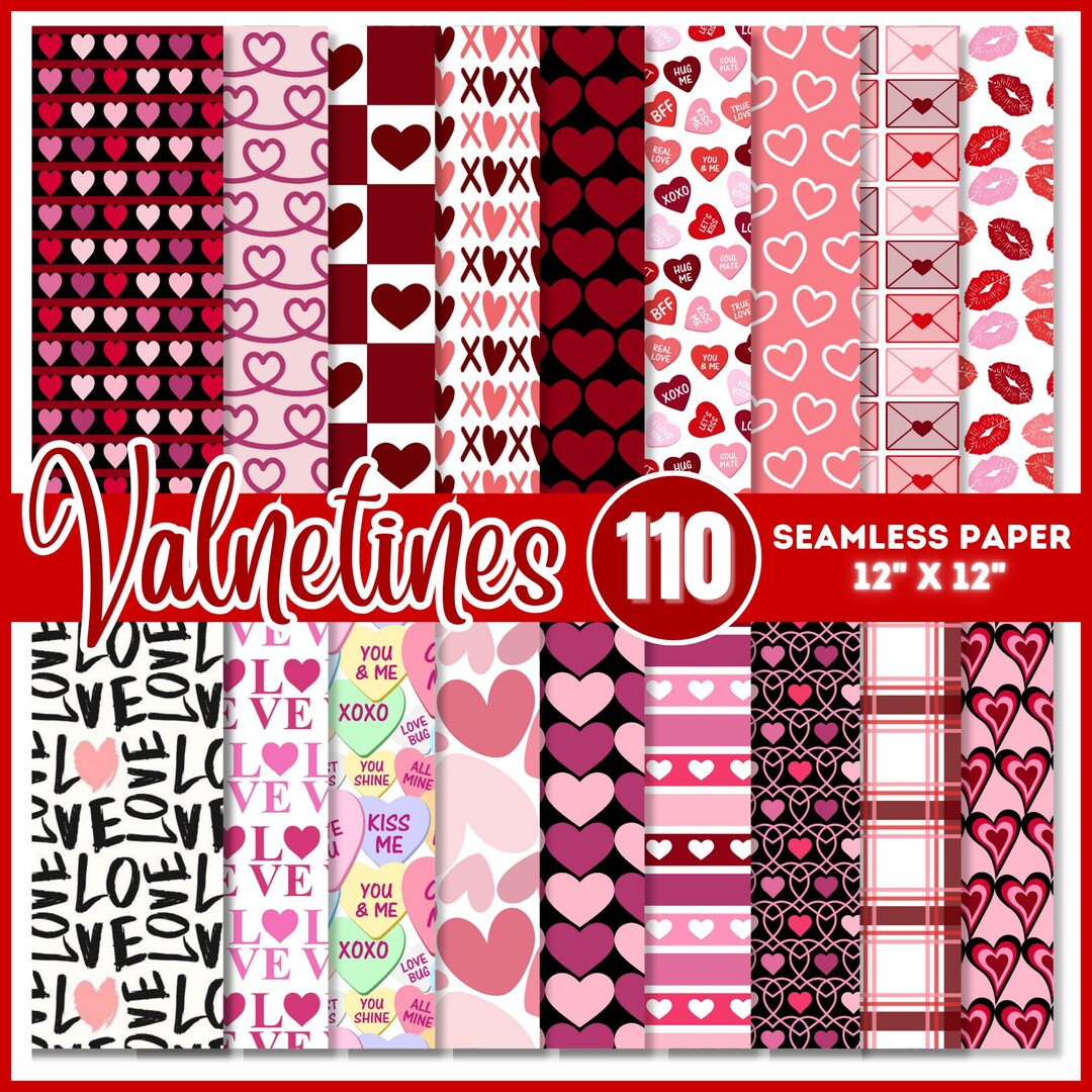 Seamless Valentine's Day Digital Paper, Coquette Bow Background, Xoxo ...