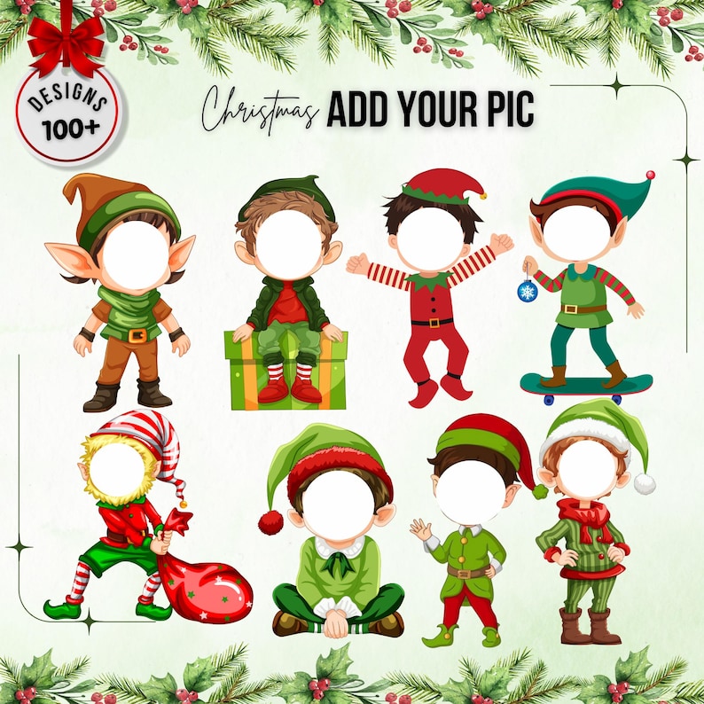 Christmas Elf Face PNG Bundle: DIY Photo Booth, Class Decor (digital ...