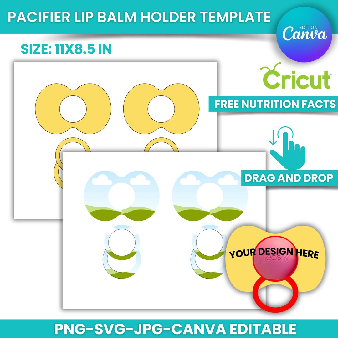 Baby Pacifier Lip Balm Holder Template: DIY Baby Shower Favors (digital ...