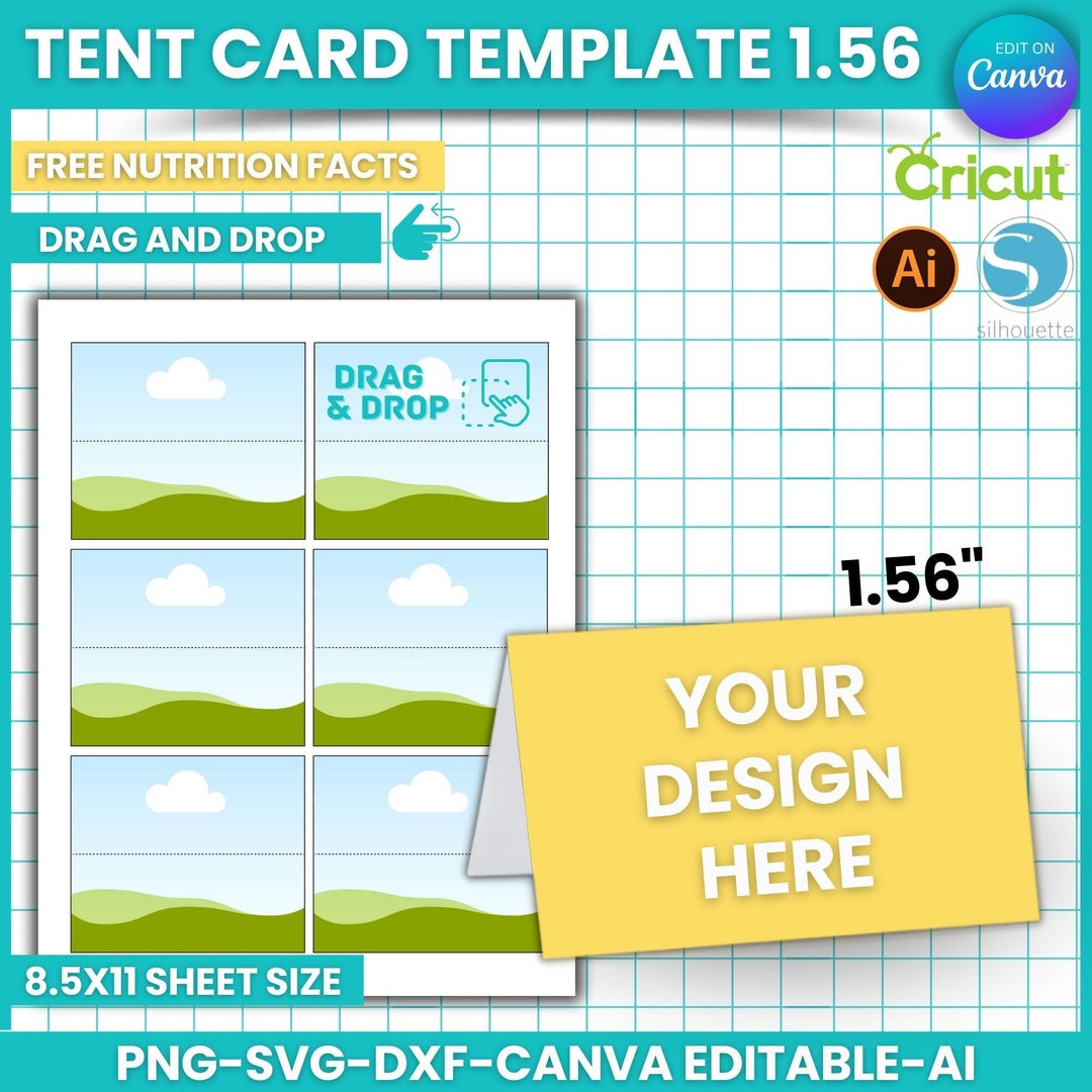 Printable Tent Card Template: Editable Food Label, Folded Note Card ...
