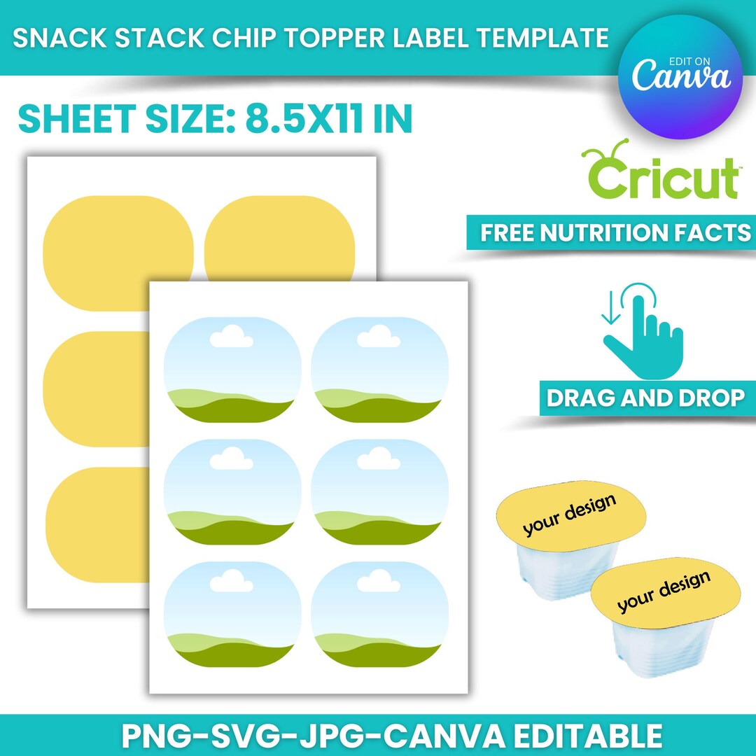 Snack Stack Chip Topper Template: Birthday Party Favor (SVG, PNG, Canva ...