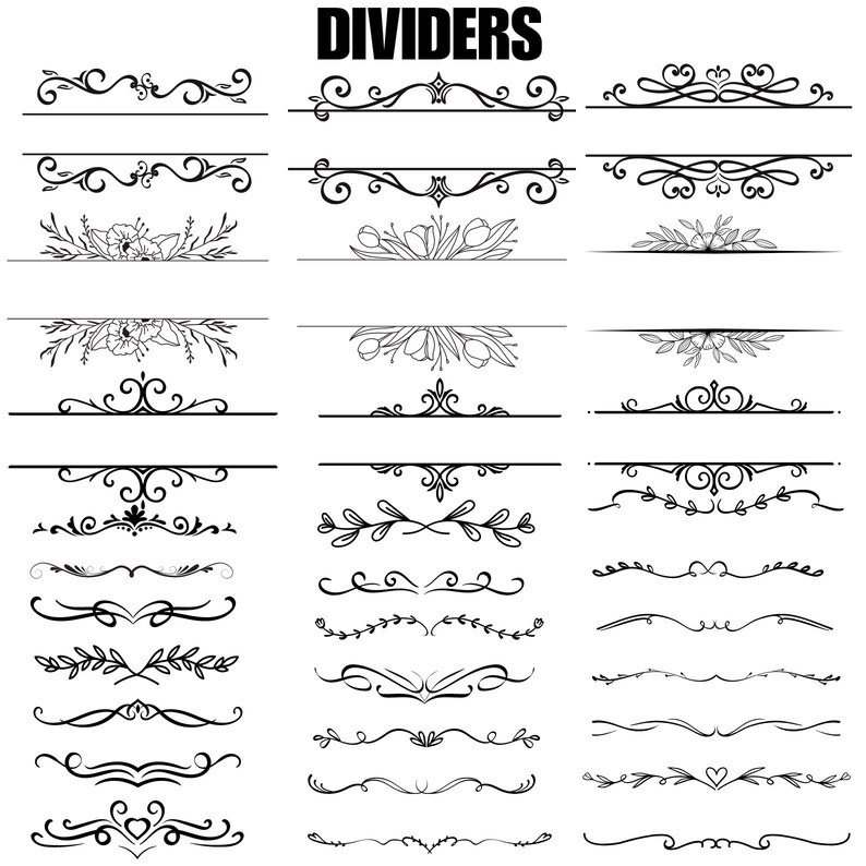 1000+ Decorative Elements SVG Bundle: Floral Frames, Borders (digital ...