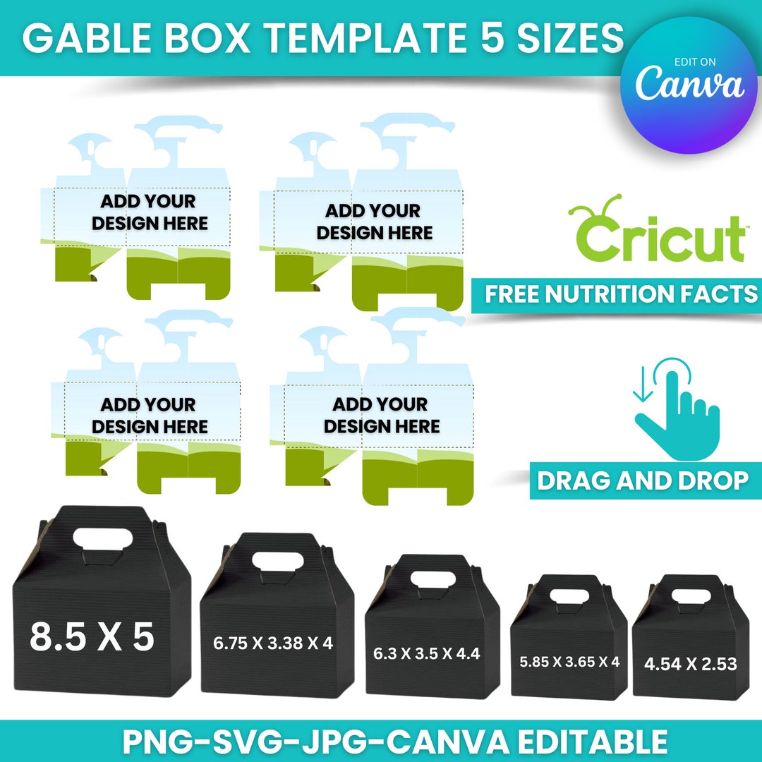 5 Gable Box Template Bundle, Gable Box Svg, Box Svg, Box Template Svg ...