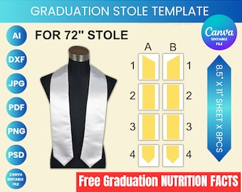 72 Stole Template, Graduation Stole Template, Stole Template Canva, SVG ...
