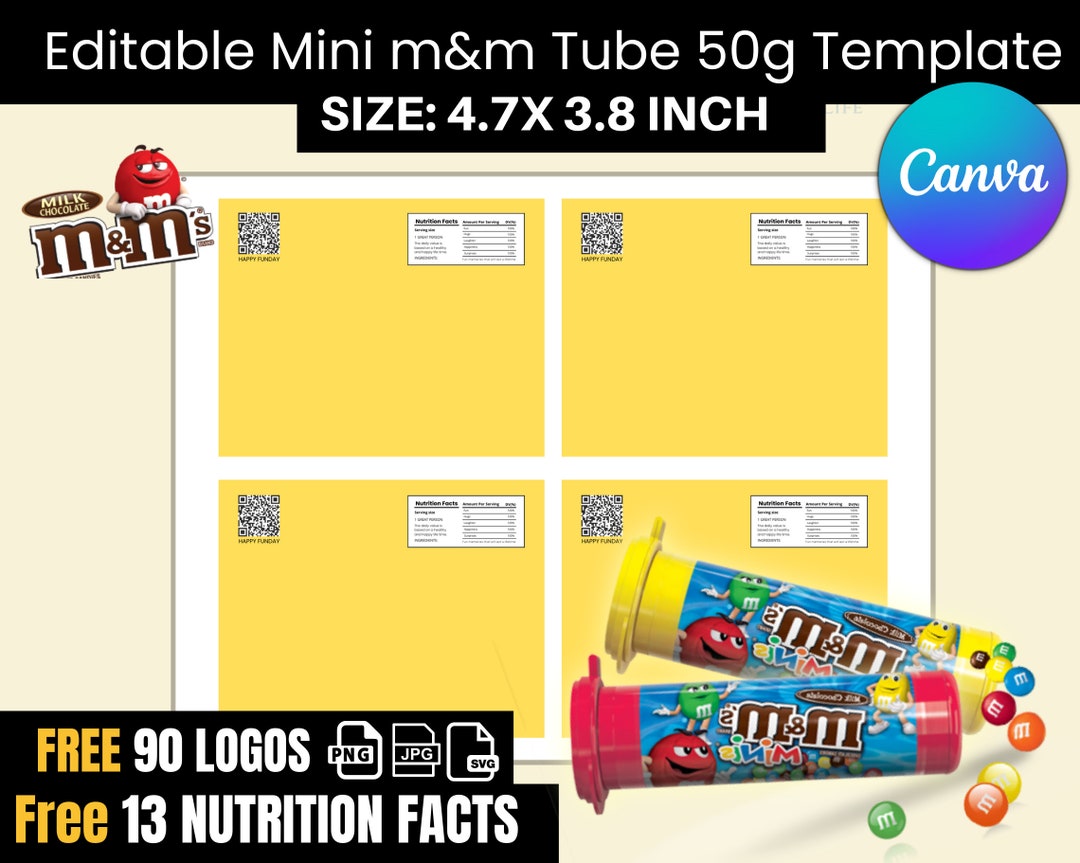 Mm's Mini Tube M&M Wrapper Template Chip Bag Template - Etsy
