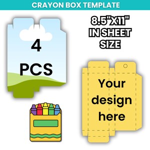 4pcs Crayon Box Template, 5 Wax Crayon Box Template, Party Favor, Box ...
