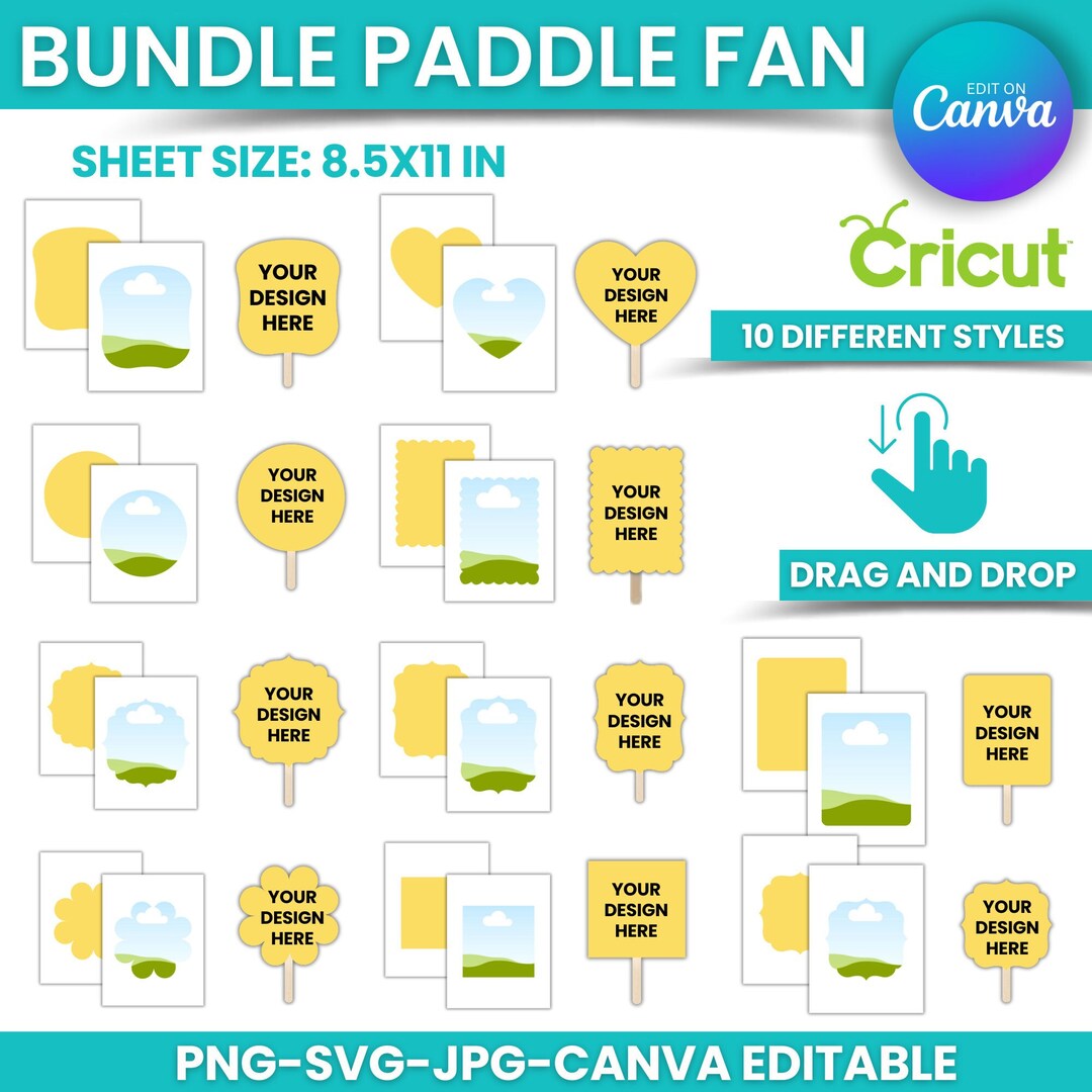 Paddle Fan Template Bundle, Template Bundle, Fan Template Svg, Wedding ...