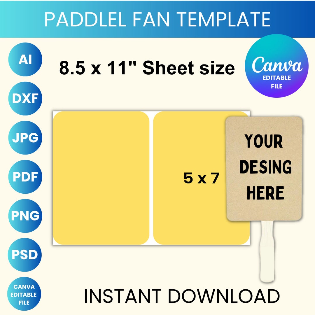 Rectangle Paddle Fan Template, Canva SVG, Png, 8.5x11 Sheet, Printable ...