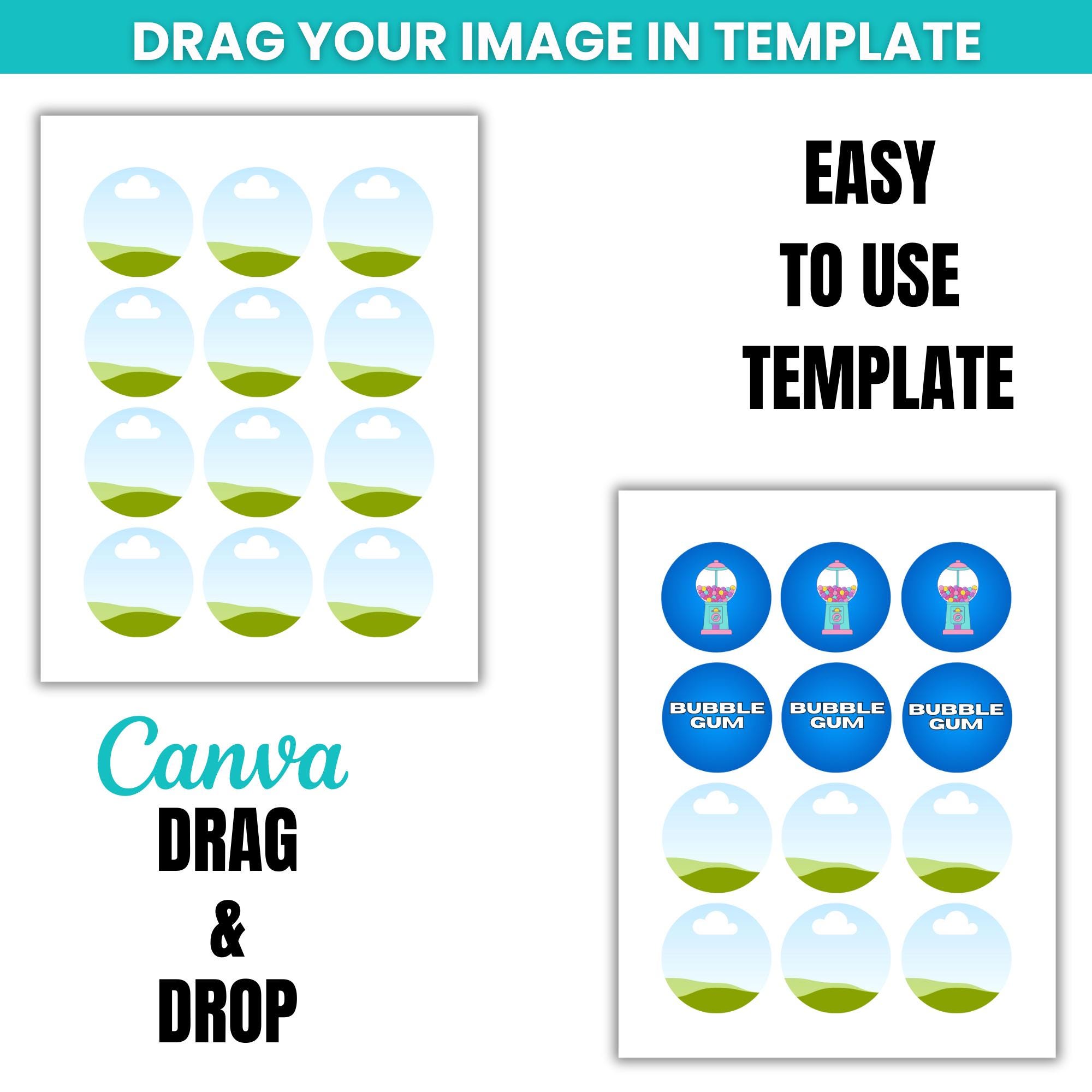 2oz Bubble Gum Label Template: Editable Party Favors (canva, Cricut ...