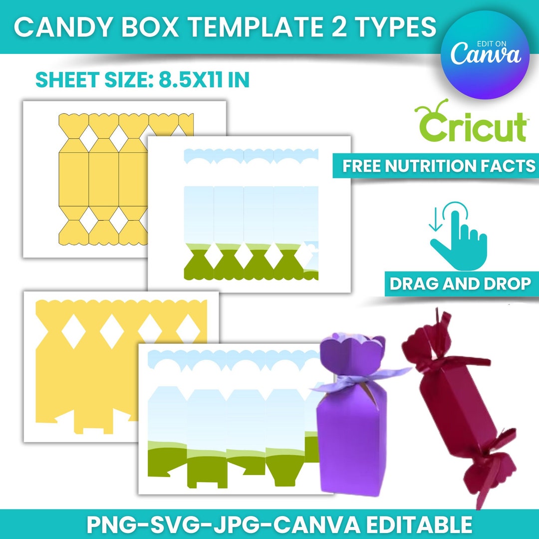 Candy Box Template, 2 Types Editable Candy Box Template With Nutrition ...